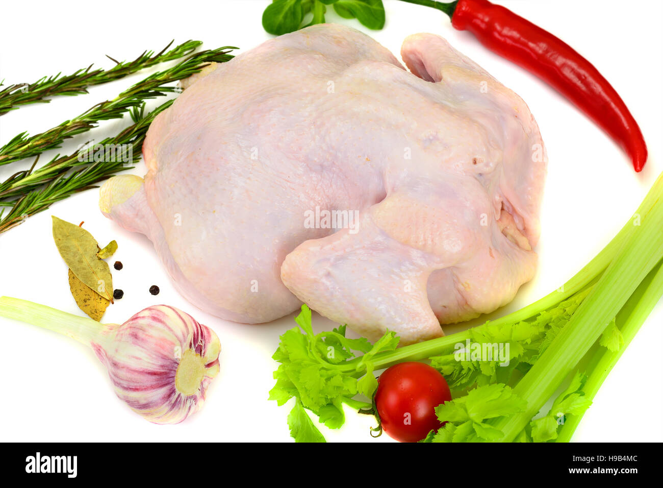 The Split Carcass of Raw Chicken. Isolated on White. Studio Photo Stock ...