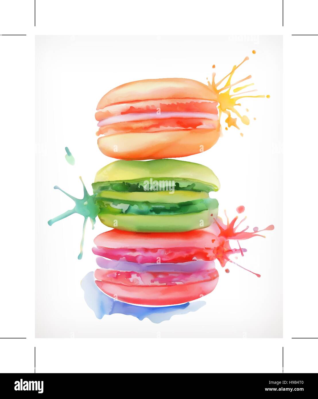 Macarons watercolor illustration Stock Vector Images - Alamy
