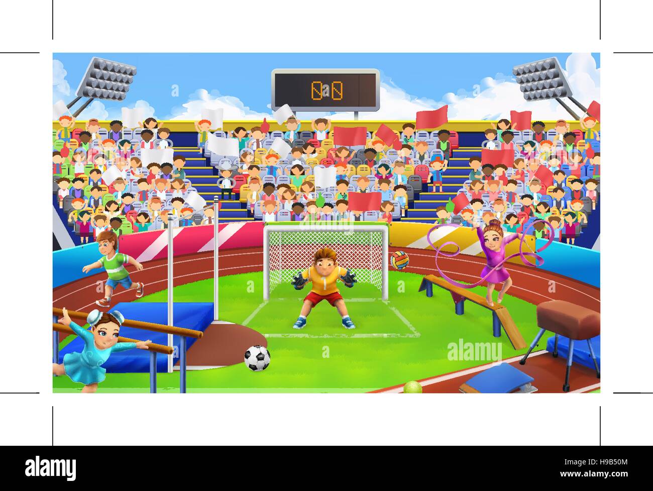 Boy girl cartoon soccer player hi-res stock photography and images - Alamy