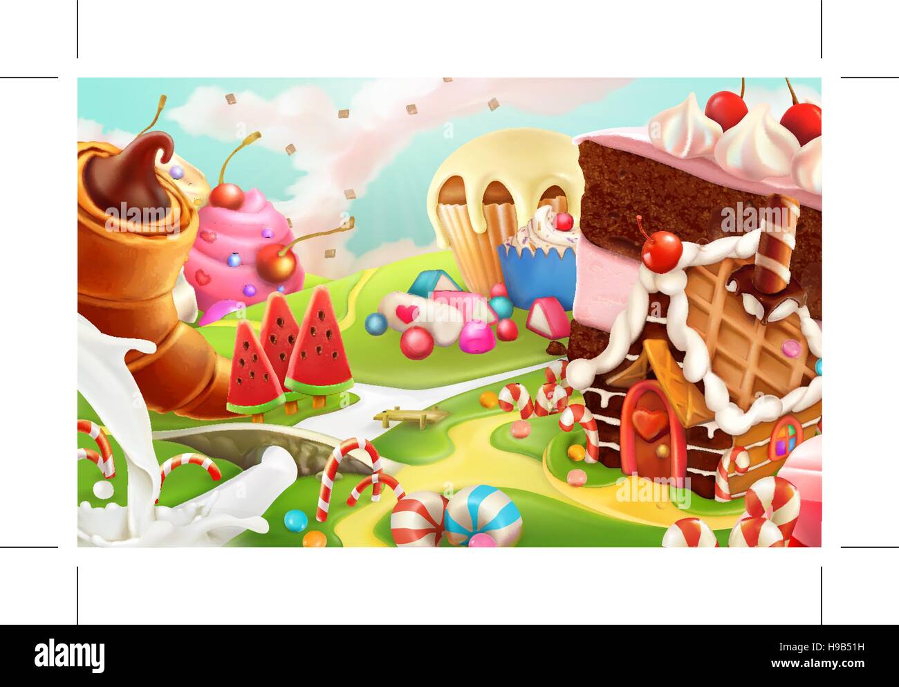 Sweet landscape, vector background Stock Vector Image & Art - Alamy