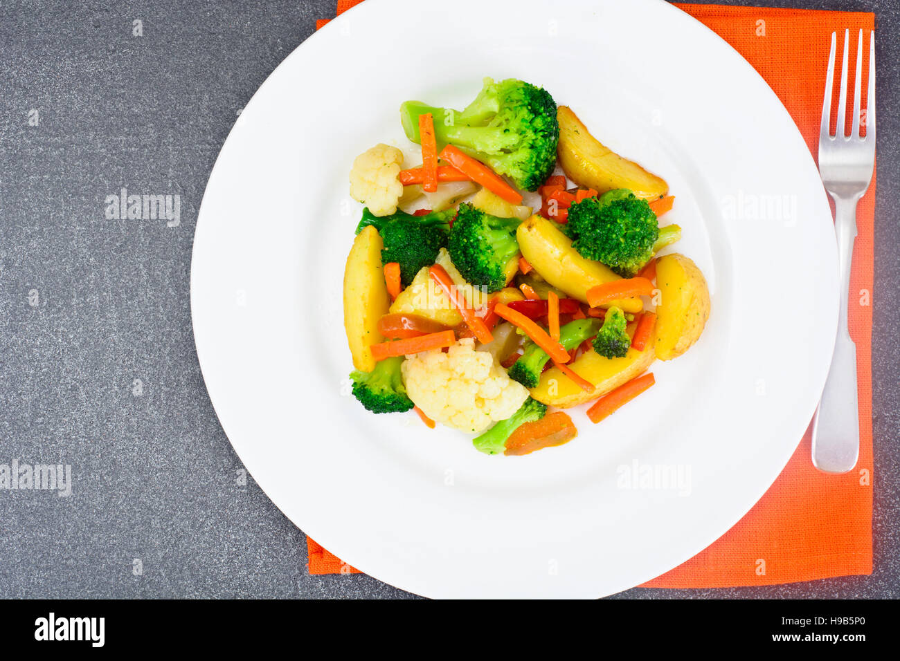 Steamed Vegetables Potatoes, Carrots, Cauliflower, Broccoli Studio ...