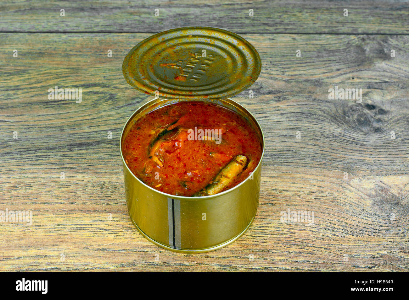 Canned Fish Sprat in Tomato Sauce Studio Photo Stock Photo - Alamy