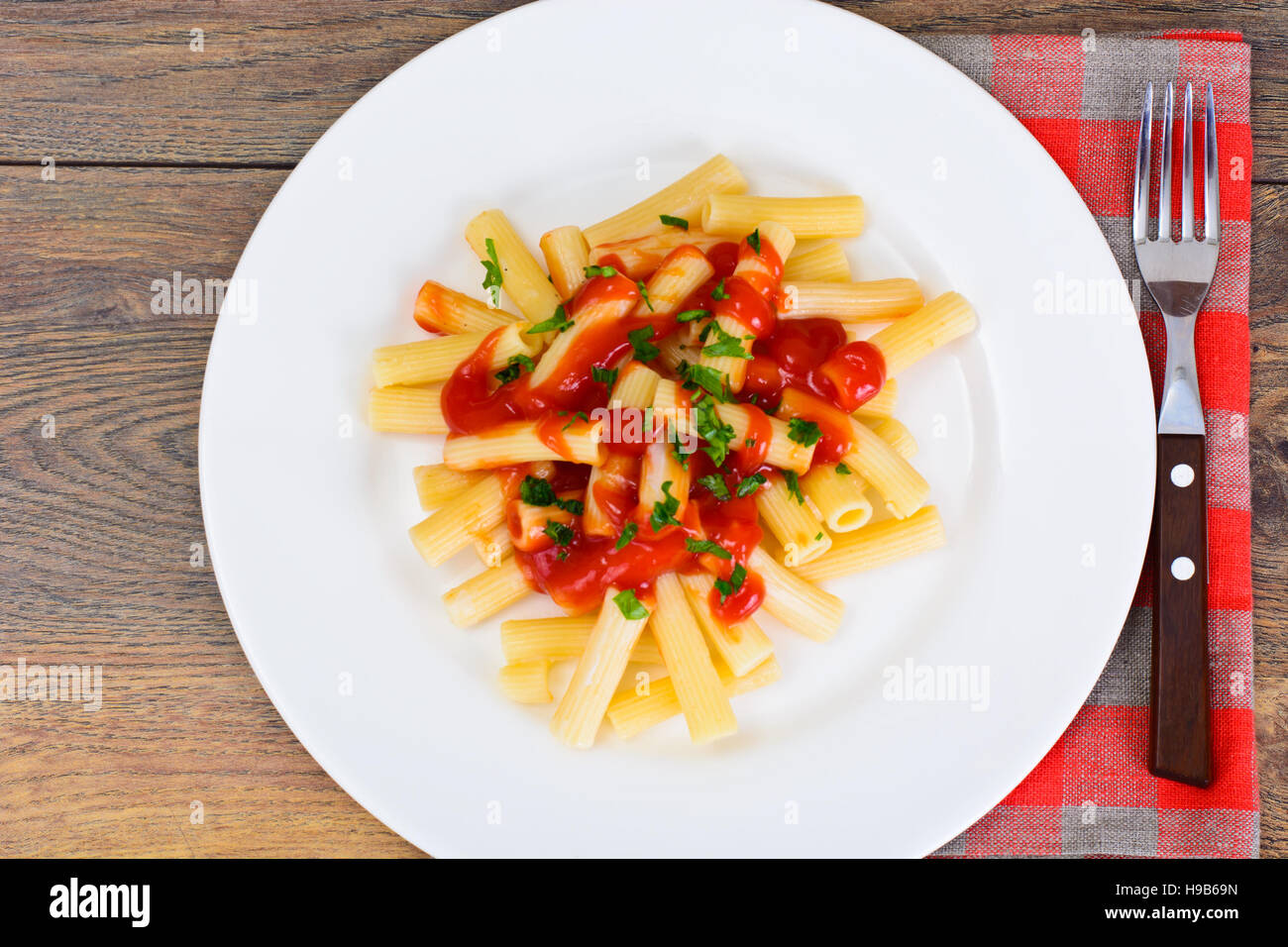 Pasta with Tomato Sauce Ketchup Studio Photo Stock Photo - Alamy