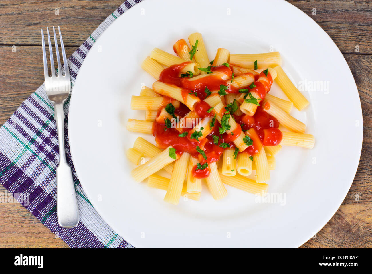 Pasta with Tomato Sauce Ketchup Studio Photo Stock Photo - Alamy