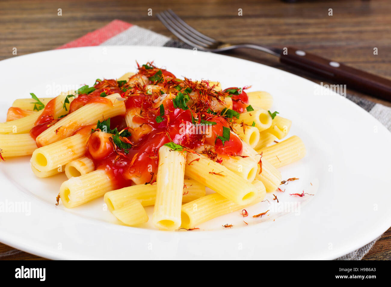 Pasta with Tomato Sauce Ketchup and Saffron Studio Photo Stock Photo ...