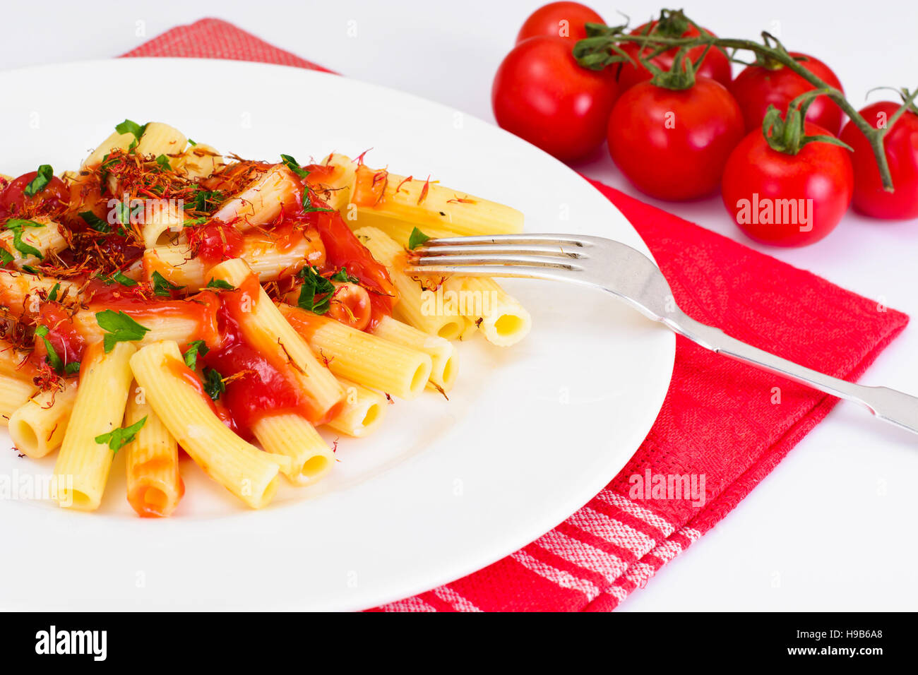 Pasta with Tomato Sauce Ketchup and Saffron Studio Photo Stock Photo ...