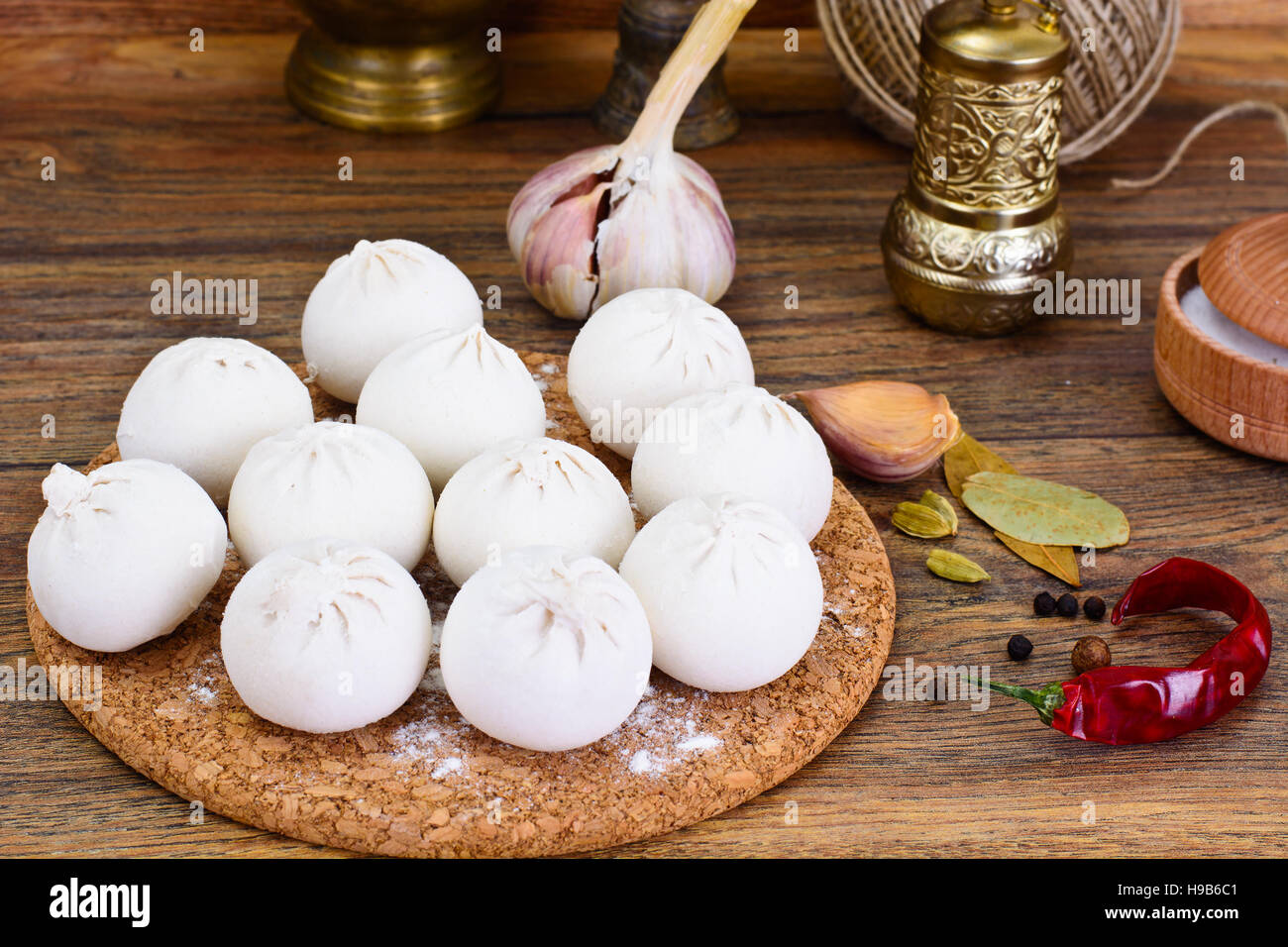 Khinkali National Dish of Georgian Cuisine Studio Photo Stock Photo - Alamy