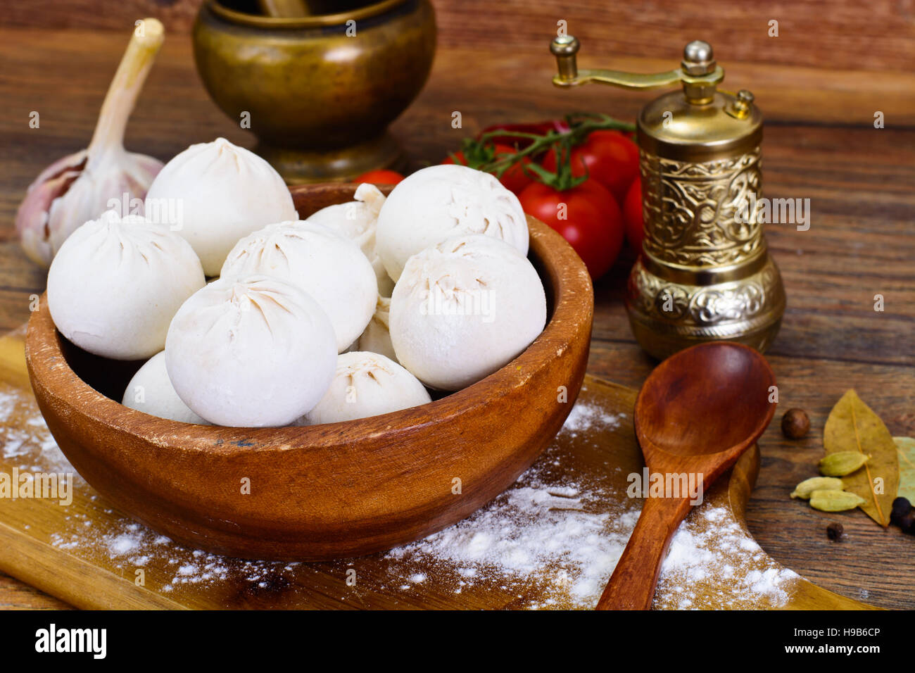 Khinkali National Dish of Georgian Cuisine Studio Photo Stock Photo - Alamy