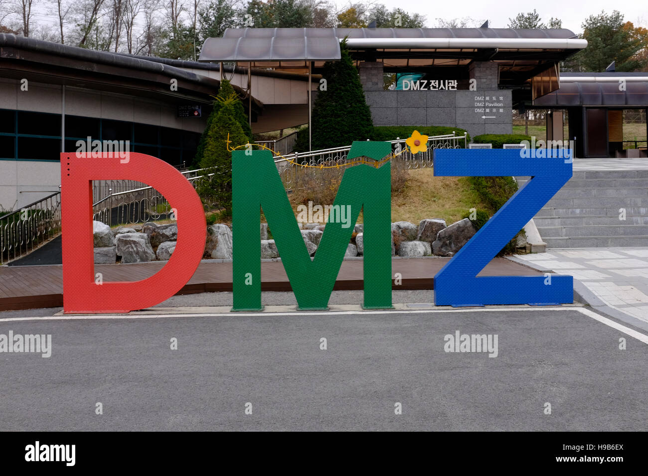 DMZ sign near Third Infiltration Tunnel in DMZ area in South Korea ...