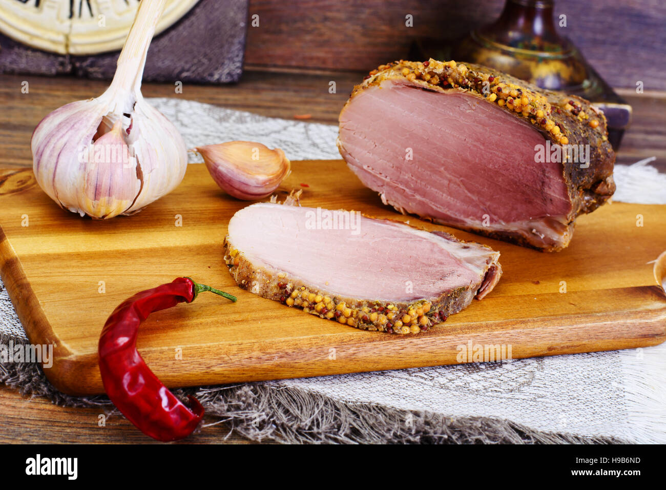 Cold Boiled Pork with Spice. Studio Photo Stock Photo - Alamy