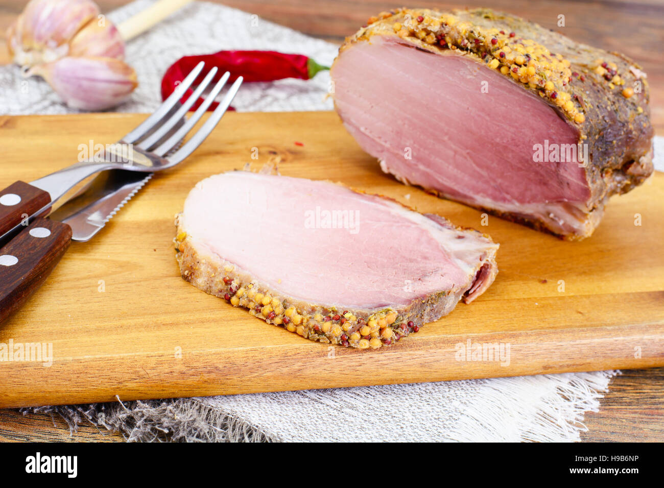 Cold Boiled Pork with Spice. Studio Photo Stock Photo - Alamy
