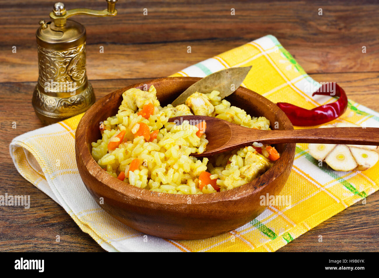 Healthy Food: Pilaf with Meat and Rice. Studio Photo Stock Photo - Alamy