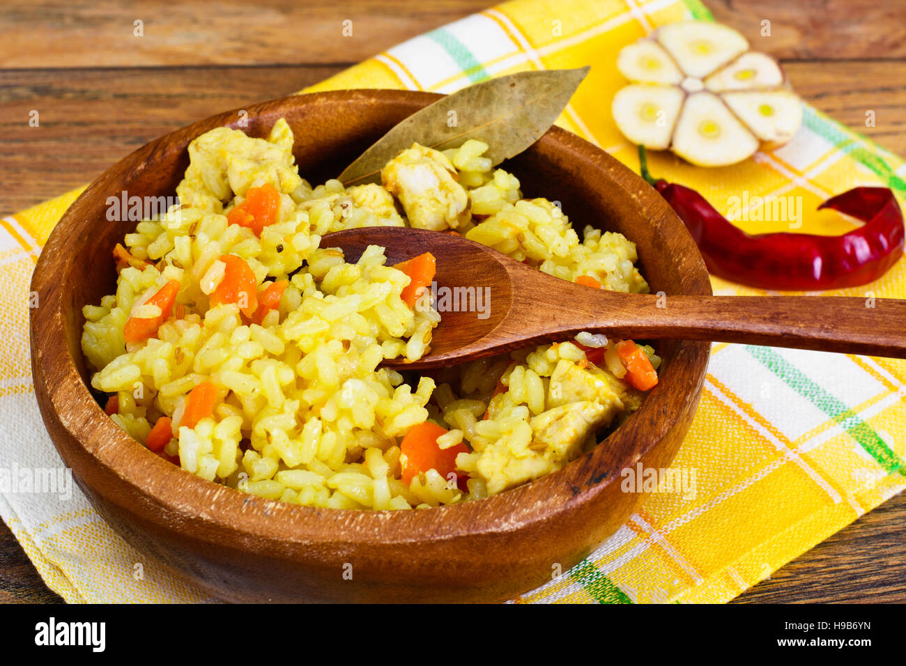 Healthy Food: Pilaf with Meat and Rice. Studio Photo Stock Photo - Alamy
