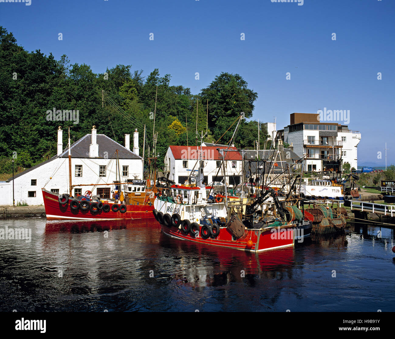 Trawlers at Crinan canal basin, Crinan, Scotland, United Kingdom ...