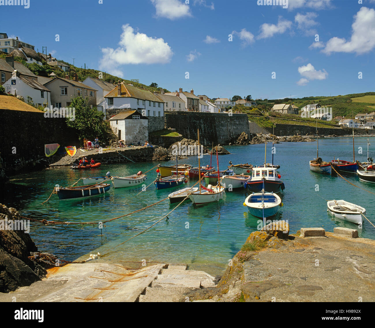 Fishing boats, Coverack, Cornwall, England, United Kingdom, Europe ...