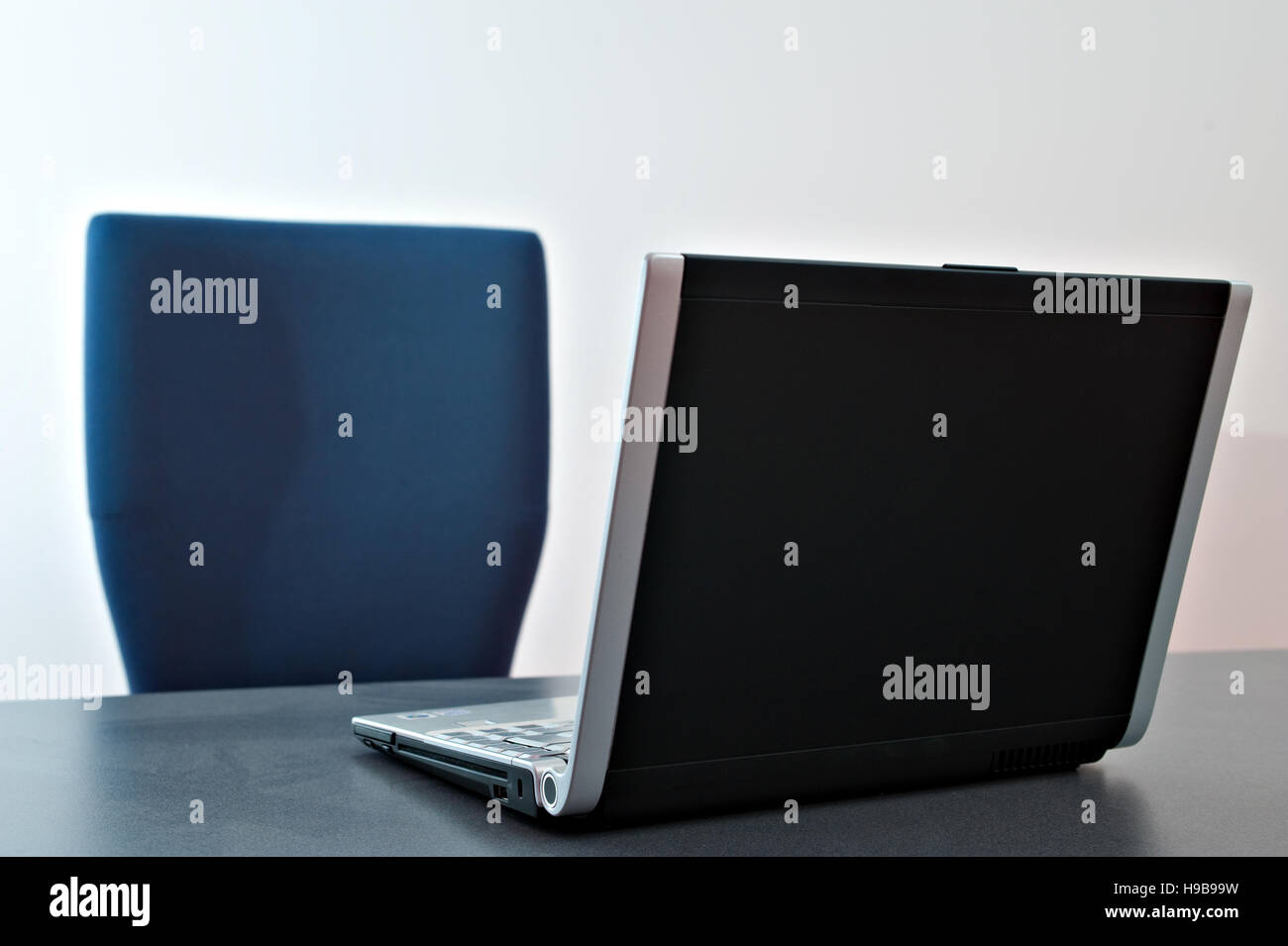 Laptop on desk, computer workstation Stock Photo - Alamy
