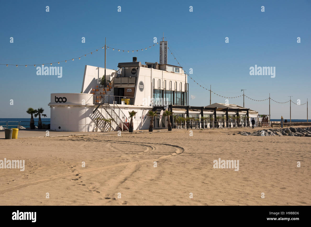 Boo bar and restaurant on the beach in Poblenou, in Barcelona, Spain ...
