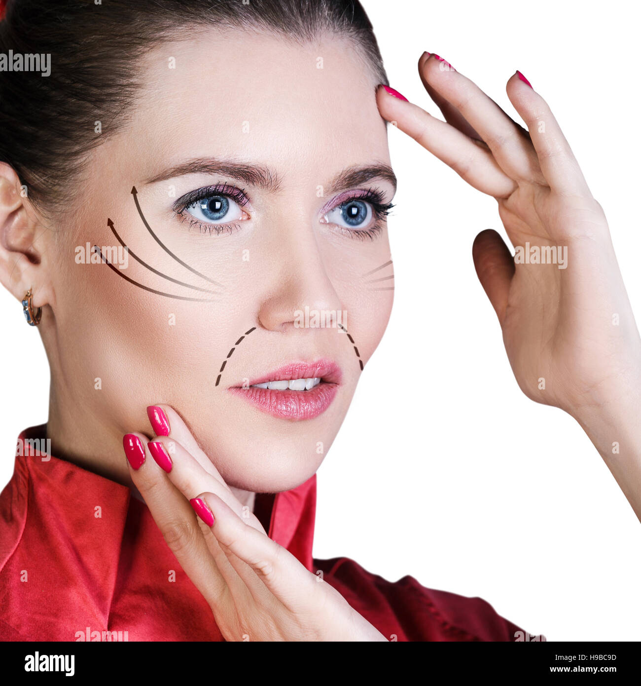 Beautiful woman with arrows on her face Stock Photo - Alamy