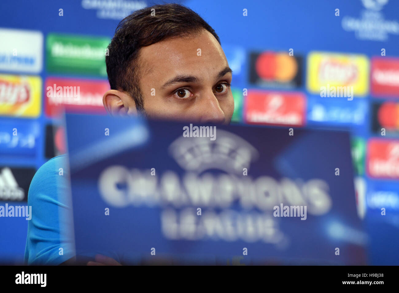 Player Omer Toprak of Bayer Leverkusen attend a press conference at the ...