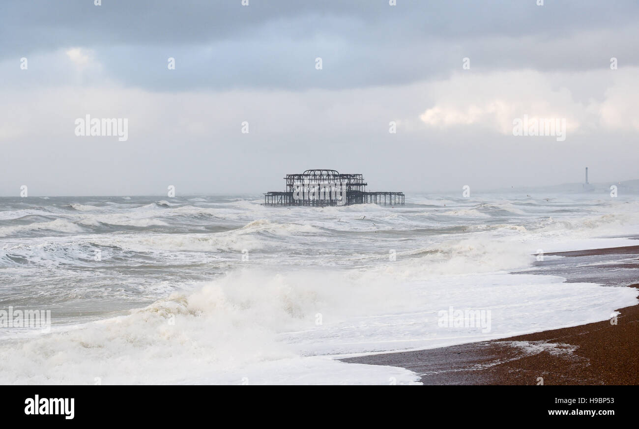 Brighton west pier storm hi-res stock photography and images - Alamy