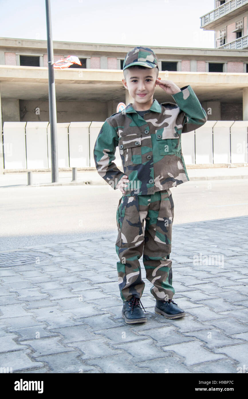 Beirut, Lebanon. 22nd Nov, 2016. A young boy in military outfit as ...