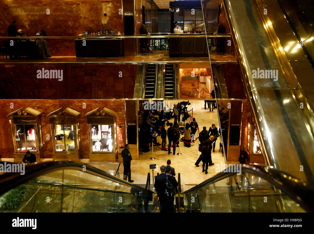 New York, USA. 21st Nov, 2016. The lobby of the Trump Tower, while ...