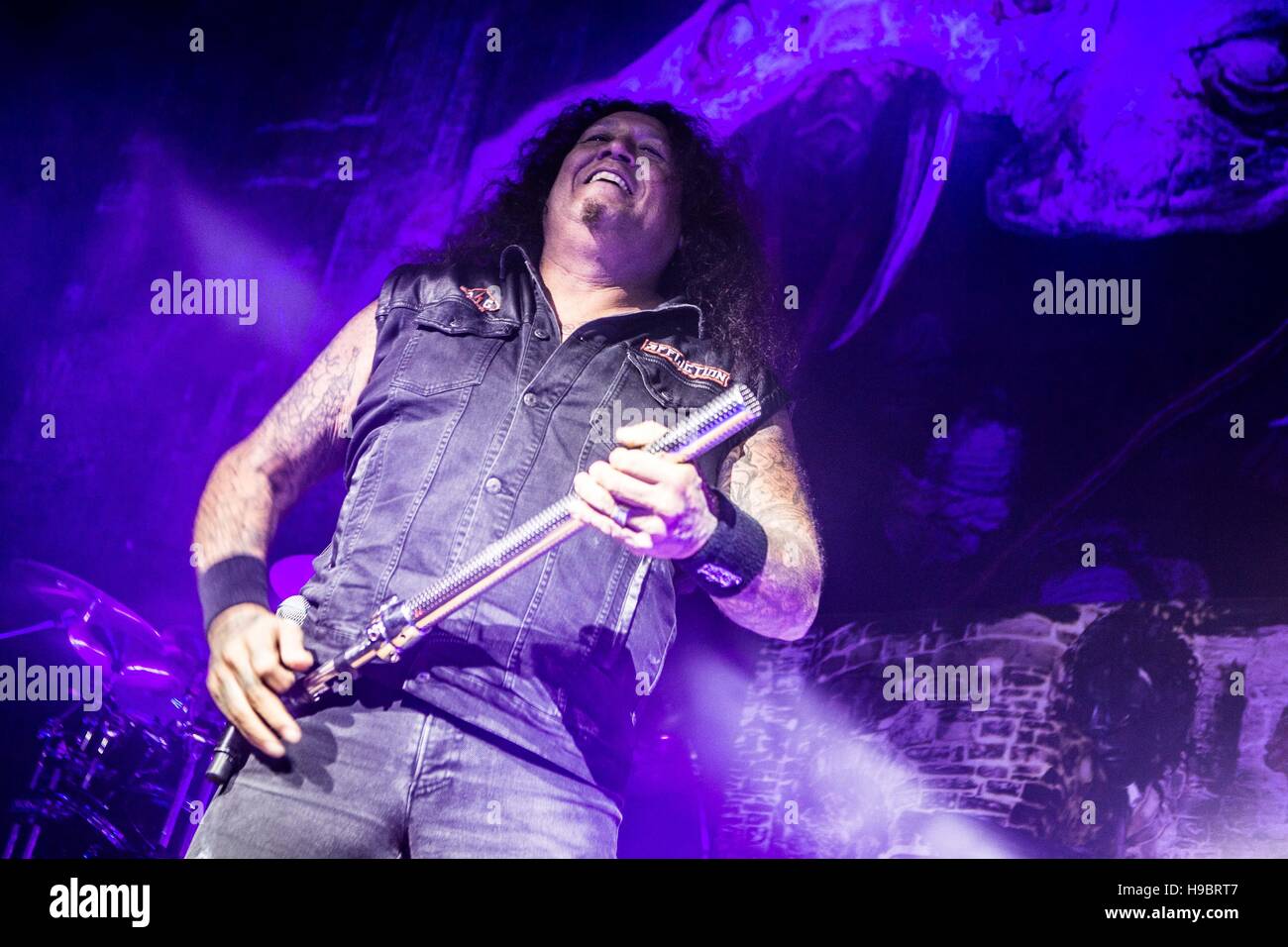 Milan, Italy. 21st Nov, 2016. Testament performs live on stage during ...