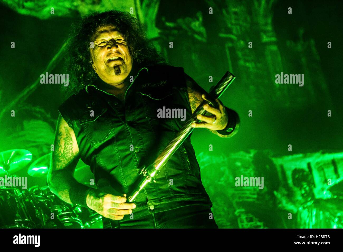 Milan, Italy. 21st Nov, 2016. Testament performs live on stage during ...
