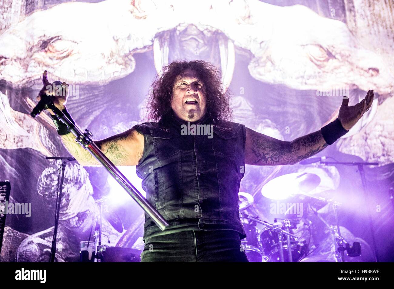 Milan, Italy. 21st Nov, 2016. Testament performs live on stage during ...