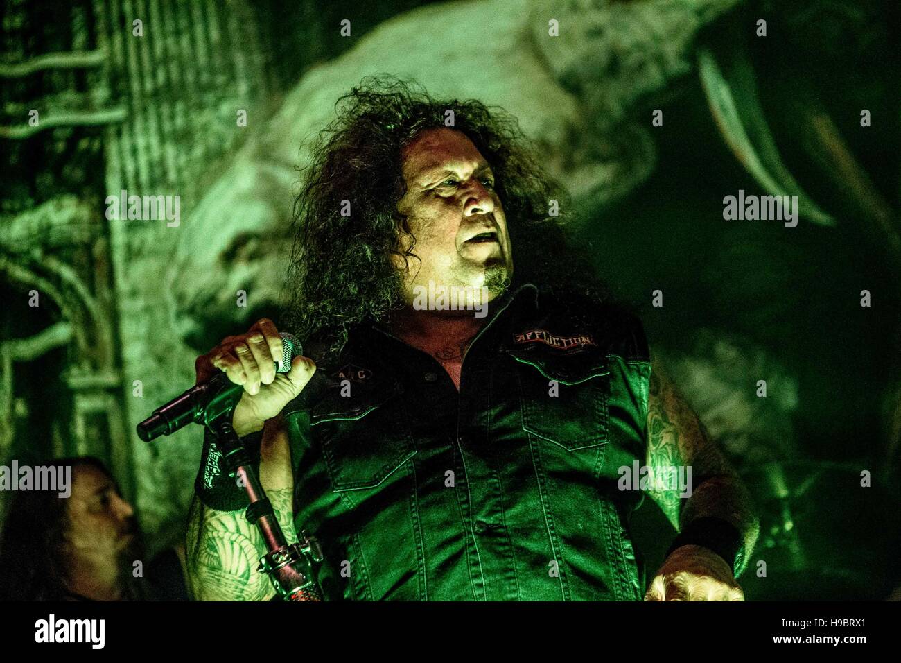 Milan, Italy. 21st Nov, 2016. Testament performs live on stage during ...