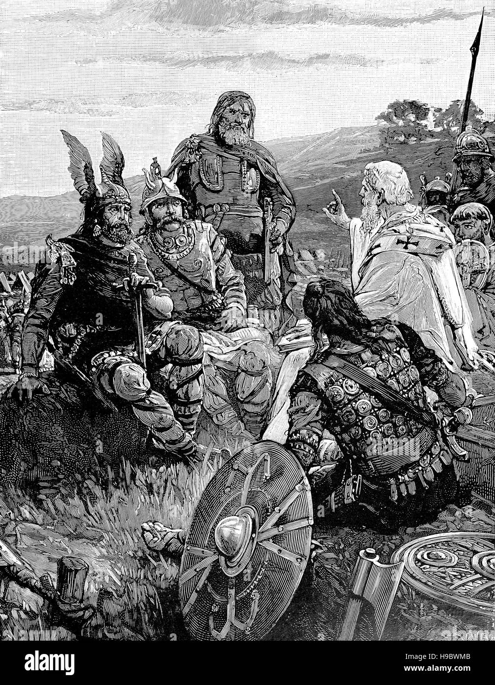 Wulfila explaining the Gospels to the Goths, Ulfila, 311-383, also ...