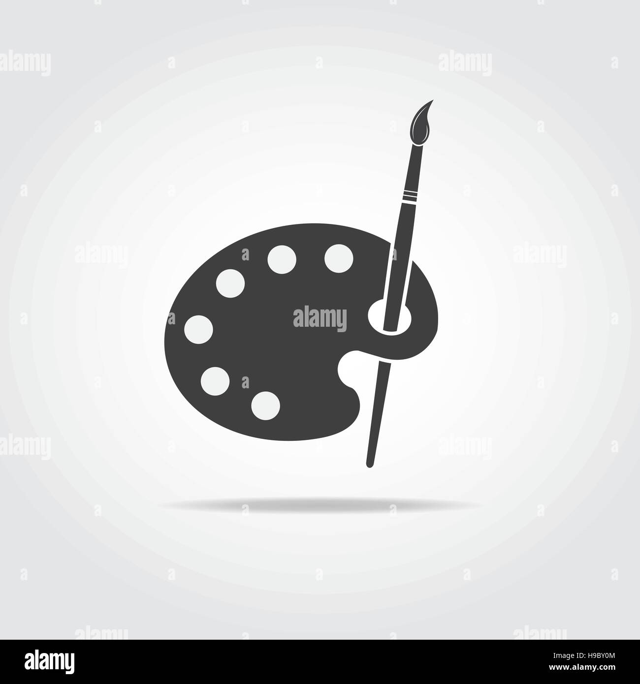 Simple black icon of artist palette and brush Stock Vector Image & Art ...