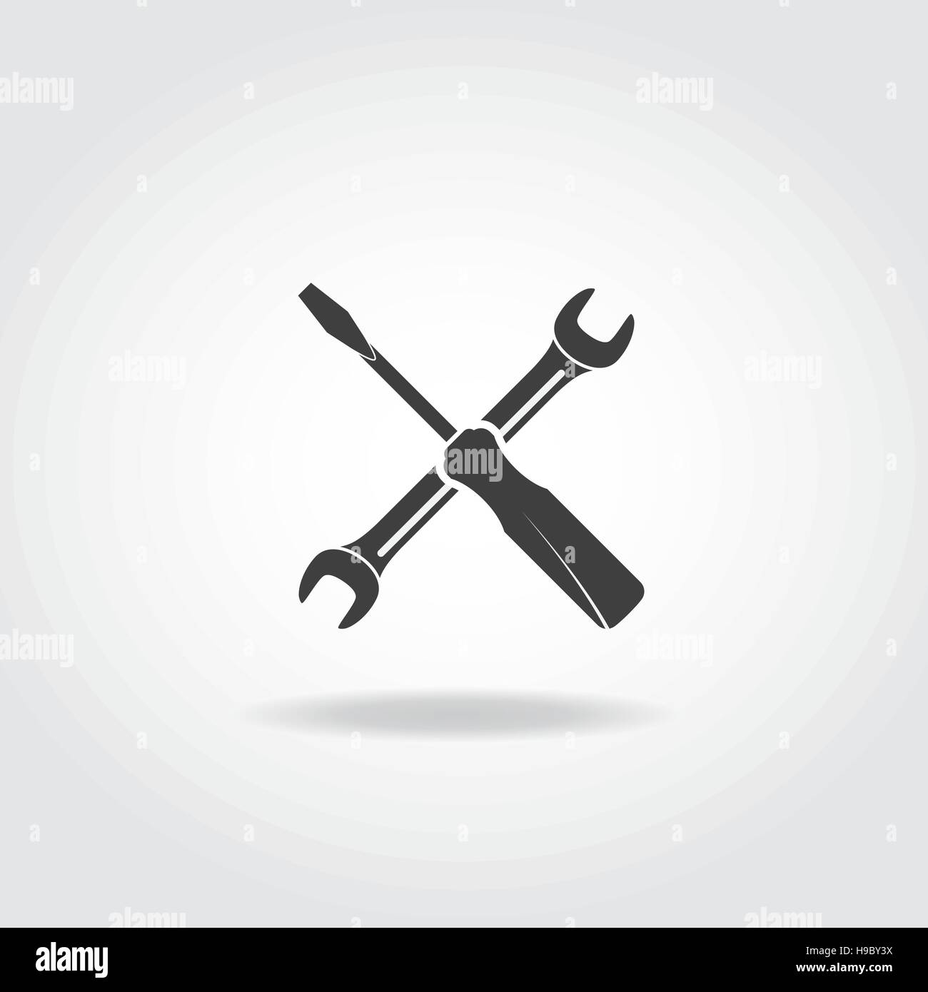Black icon of crossed open-head wrench and head screwdriver Stock ...