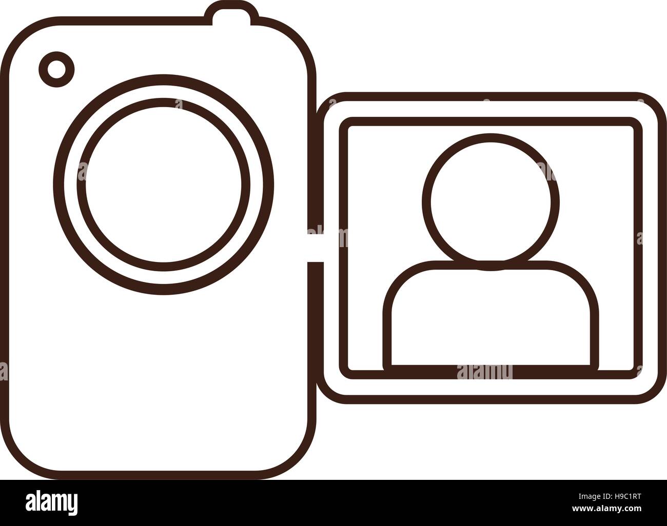 monochrome contour camcorder with lcd viewer vector illustration Stock ...
