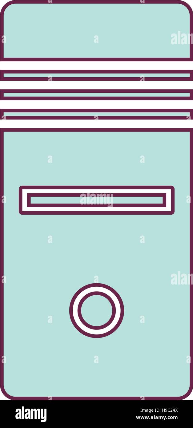 contour desktop computer in light blue color vector illustration Stock ...