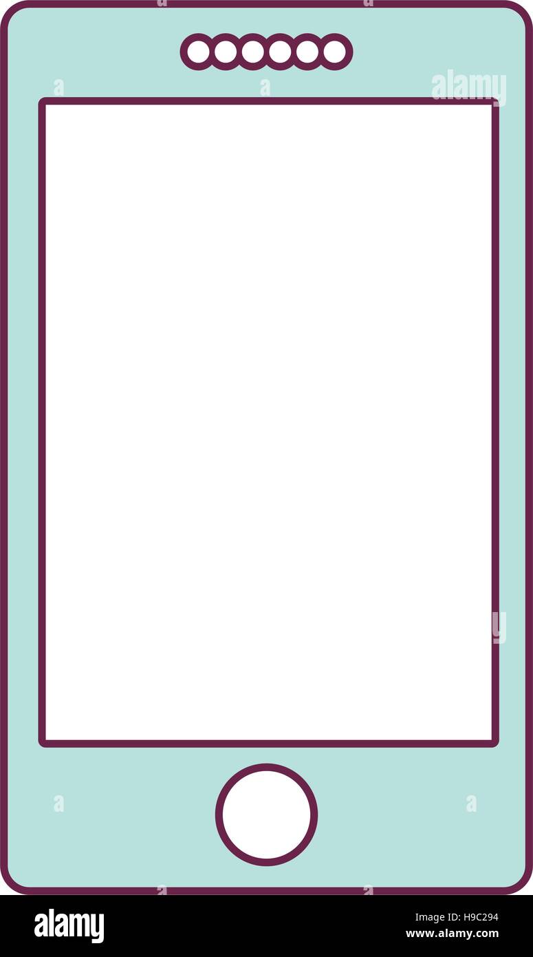 contour smartphone in light blue color vector illustration Stock Vector ...