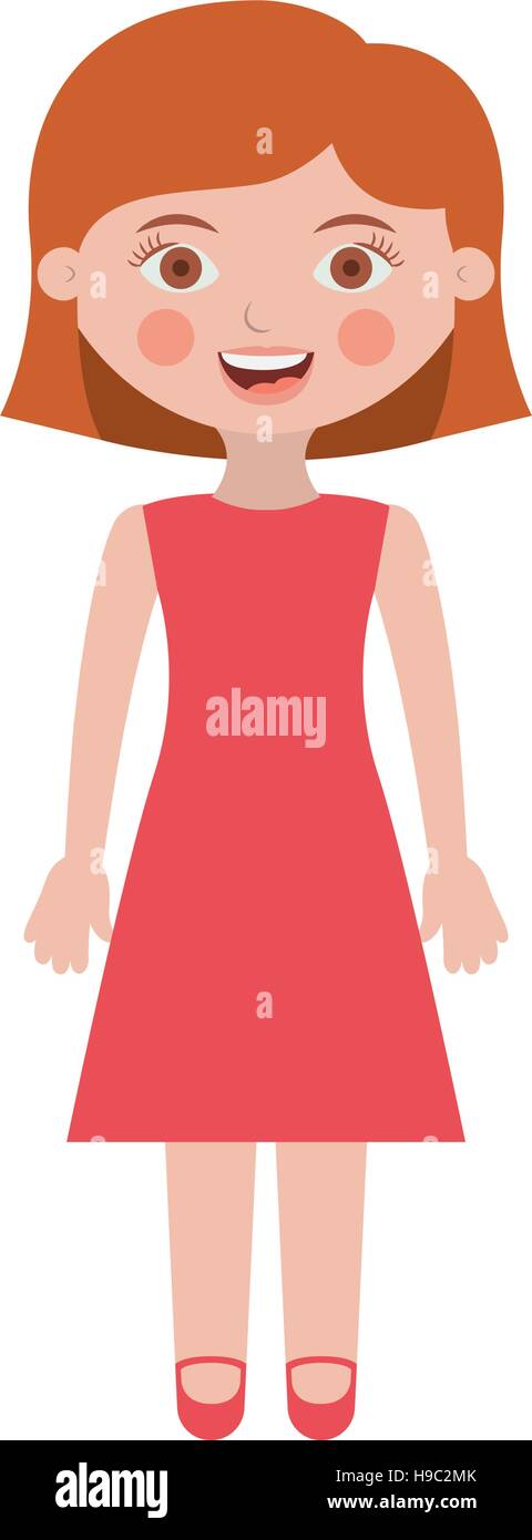 cute girl with hair short and dress vector illustration Stock Vector ...