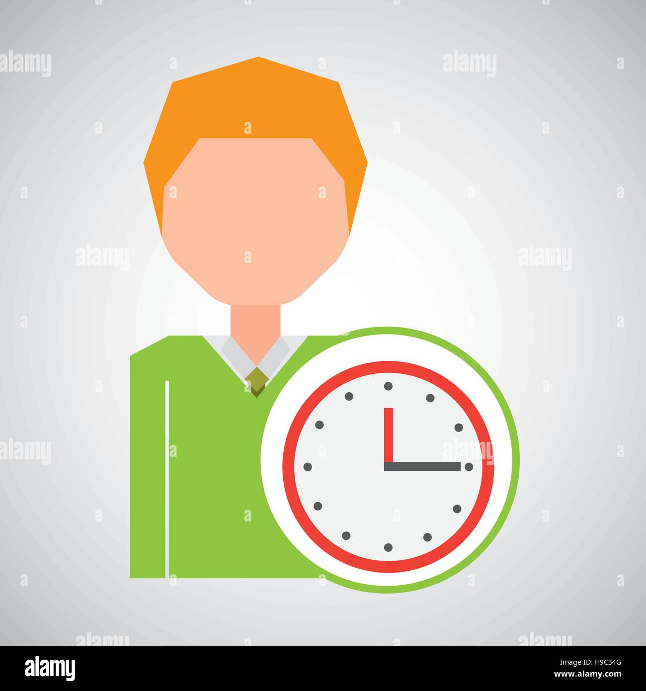 cartoon business man clock time icon vector illustration eps 10 Stock ...