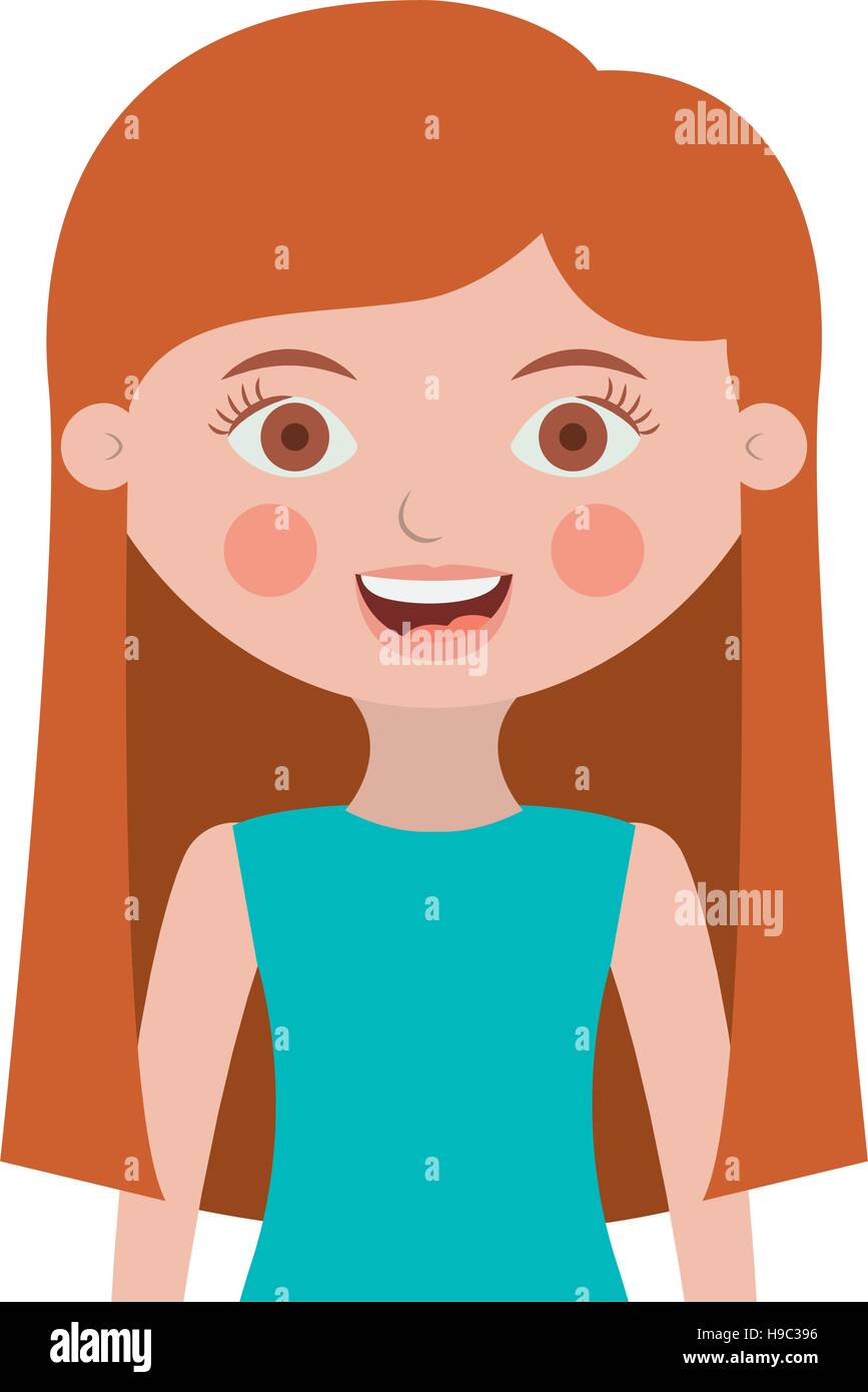 half body girl with long hair vector illustration Stock Vector Image ...