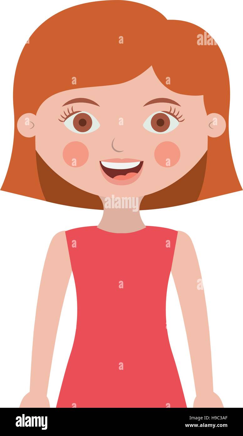 half body cute girl with hair short vector illustration Stock Vector ...