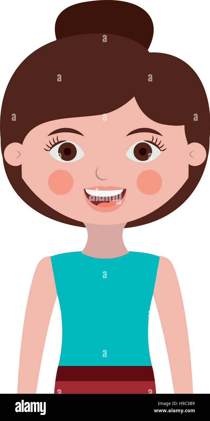 half body woman with collected hair vector illustration Stock Vector ...