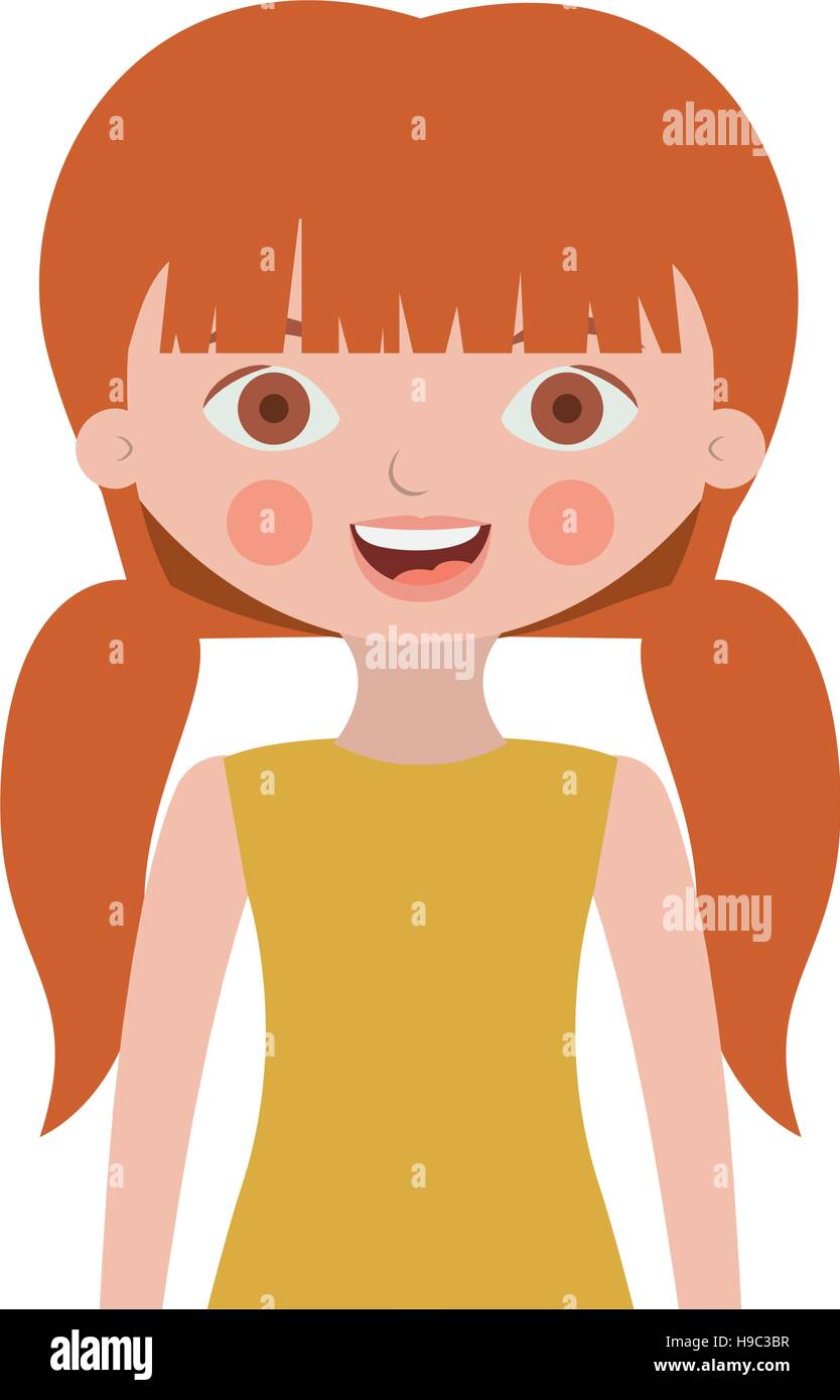 half body sweet girl with pigtails and dress vector illustration Stock ...