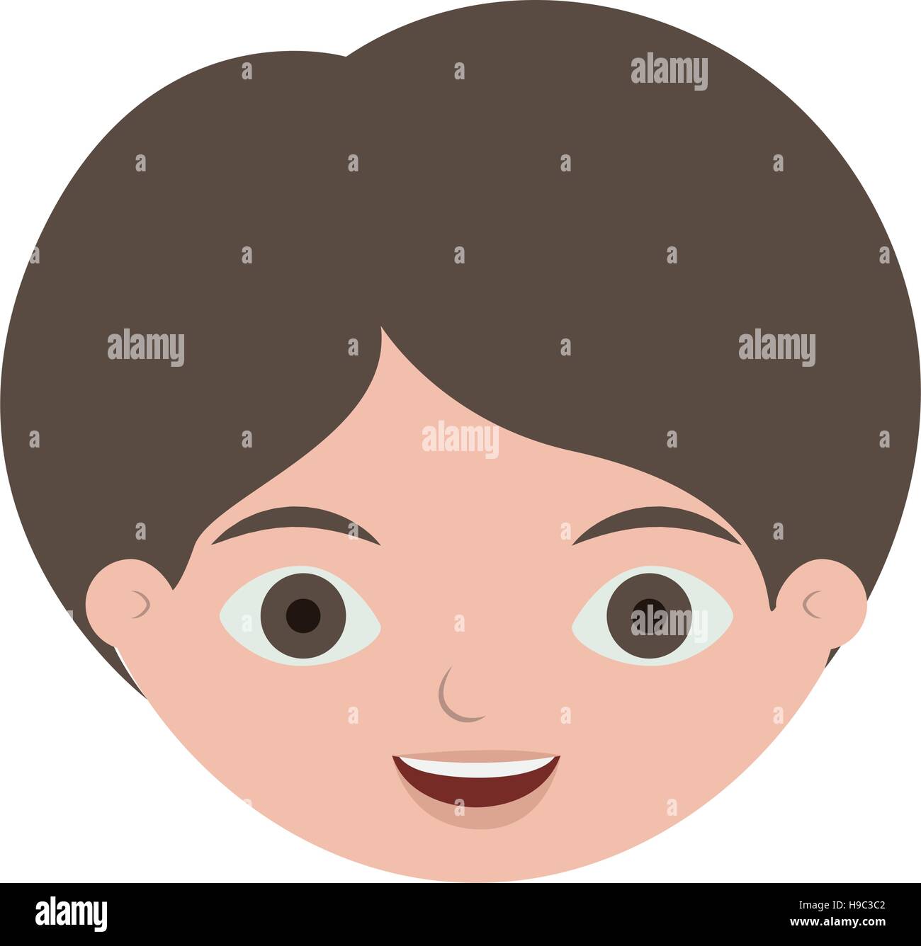 front face boy with brown hair vector illustration Stock Vector Image ...