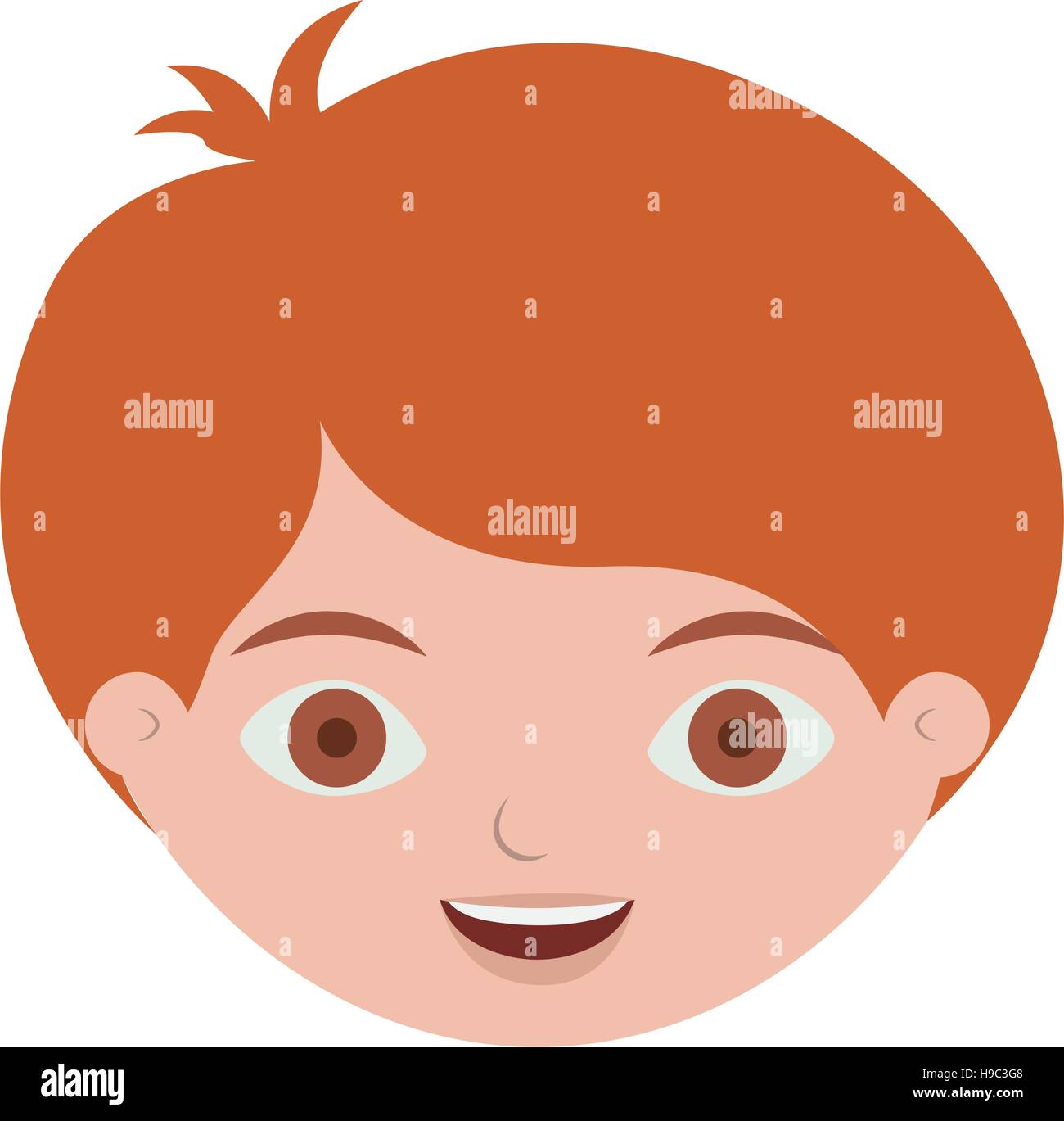 front face redhead kid hairstyle vector illustration Stock Vector Image ...