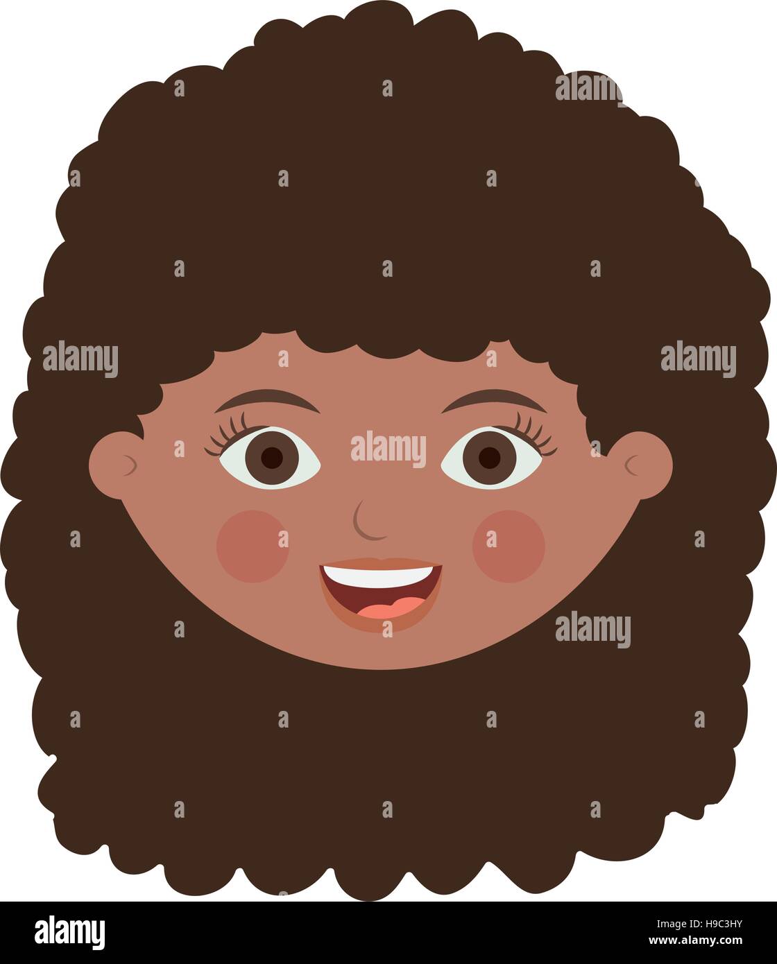 front face woman with wavy hair vector illustration Stock Vector Image ...