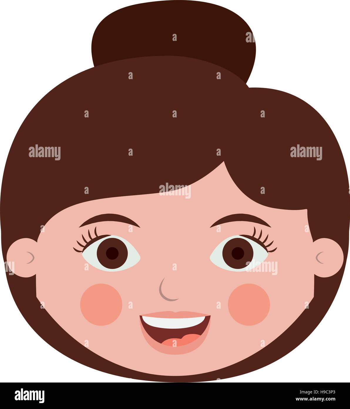 front face woman with collected hair vector illustration Stock Vector ...