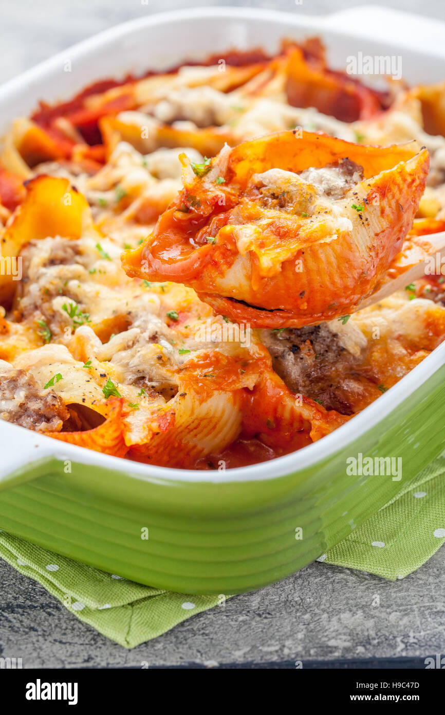 Italian style stuffed pasta shells Stock Photo - Alamy
