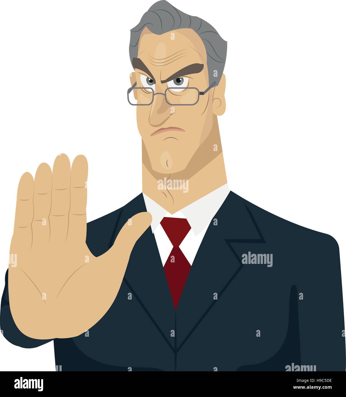 Angry boss and hand stop signal Stock Vector Image & Art - Alamy
