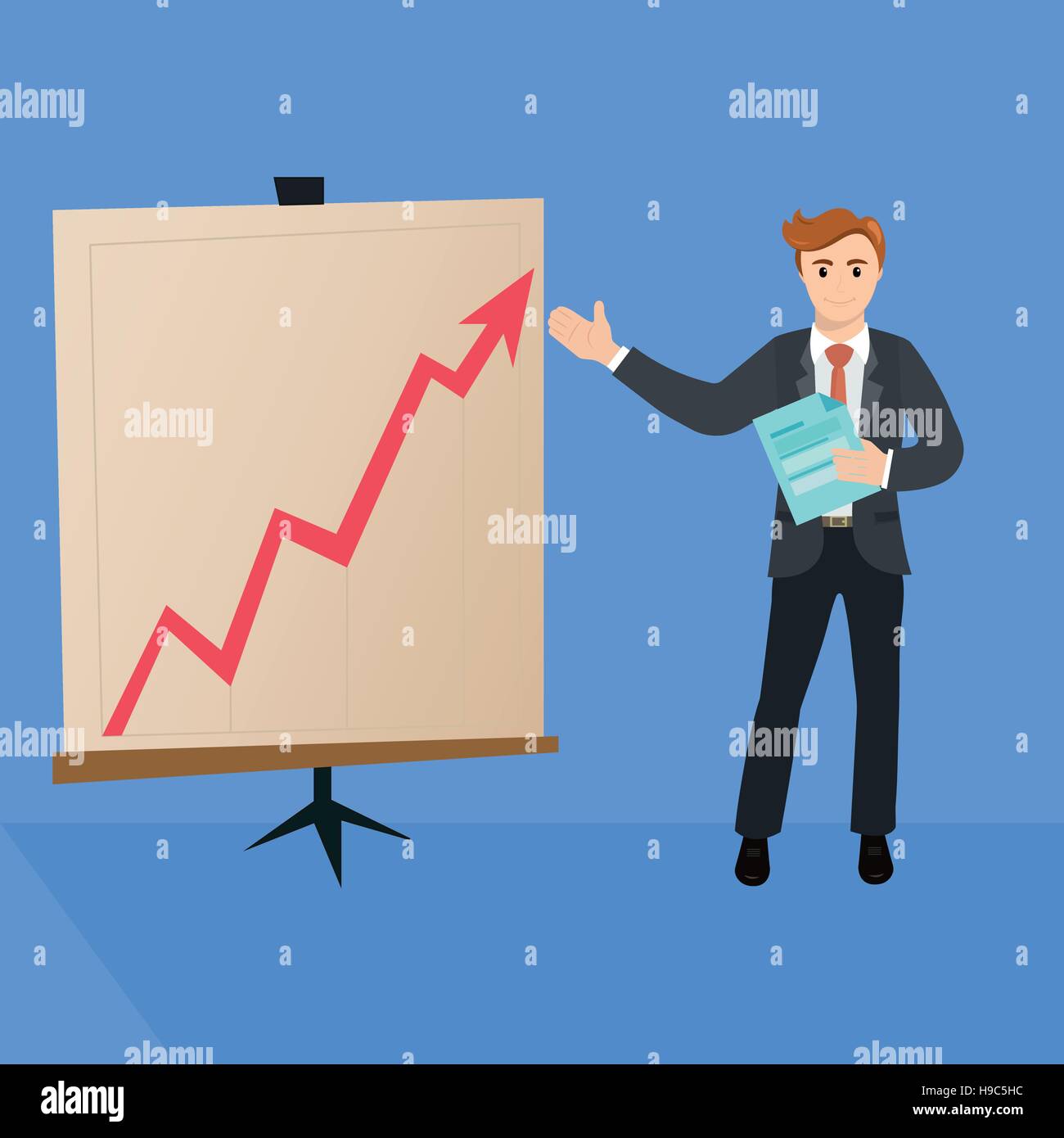 Cartoon businessman giving presentation Stock Vector Images - Alamy