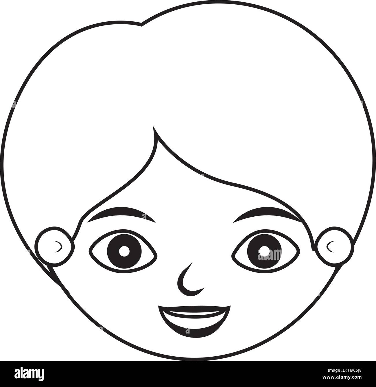 front face boy silhouette smiling vector illustration Stock Vector ...